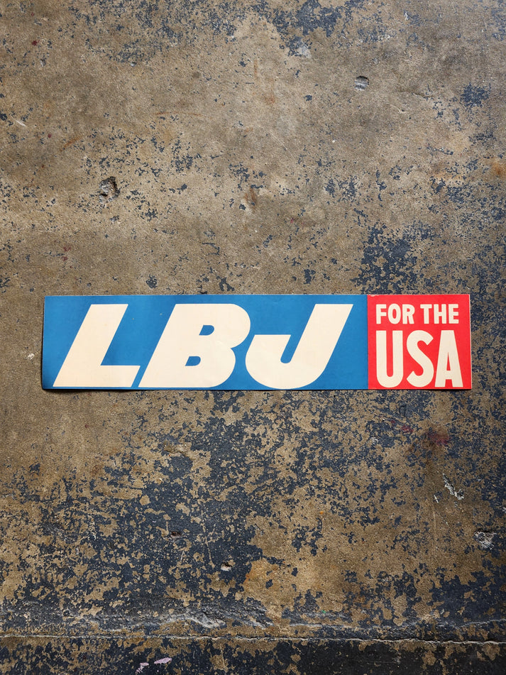 1964 LBJ For The USA Bumper Sticker (Blue LBJ) – The Hidden South